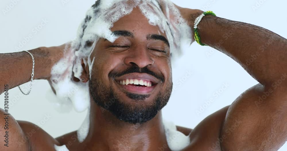 Head shot close up happy relaxed handsome african ethnicity man ...