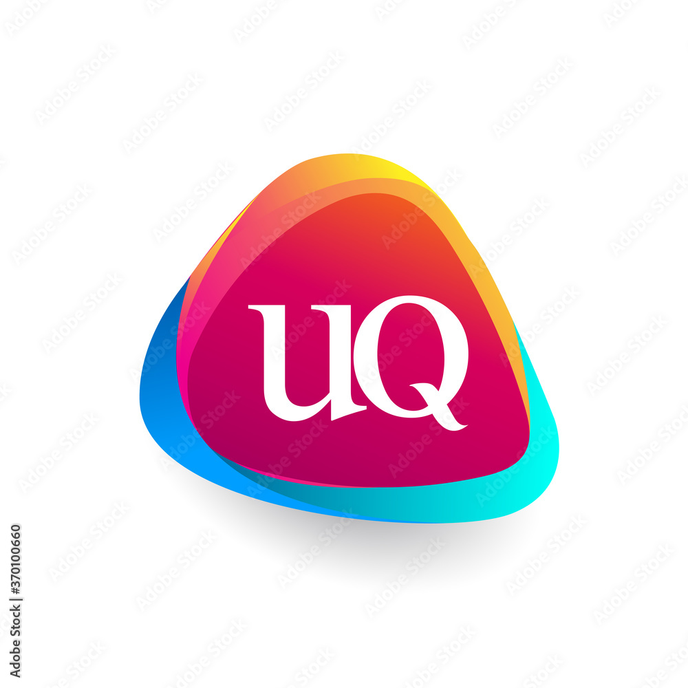 Letter UQ logo in triangle shape and colorful background, letter ...