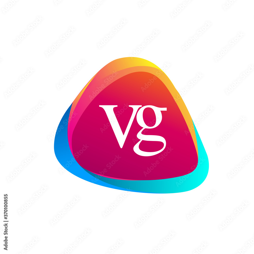 Letter VG logo in triangle shape and colorful background, letter ...