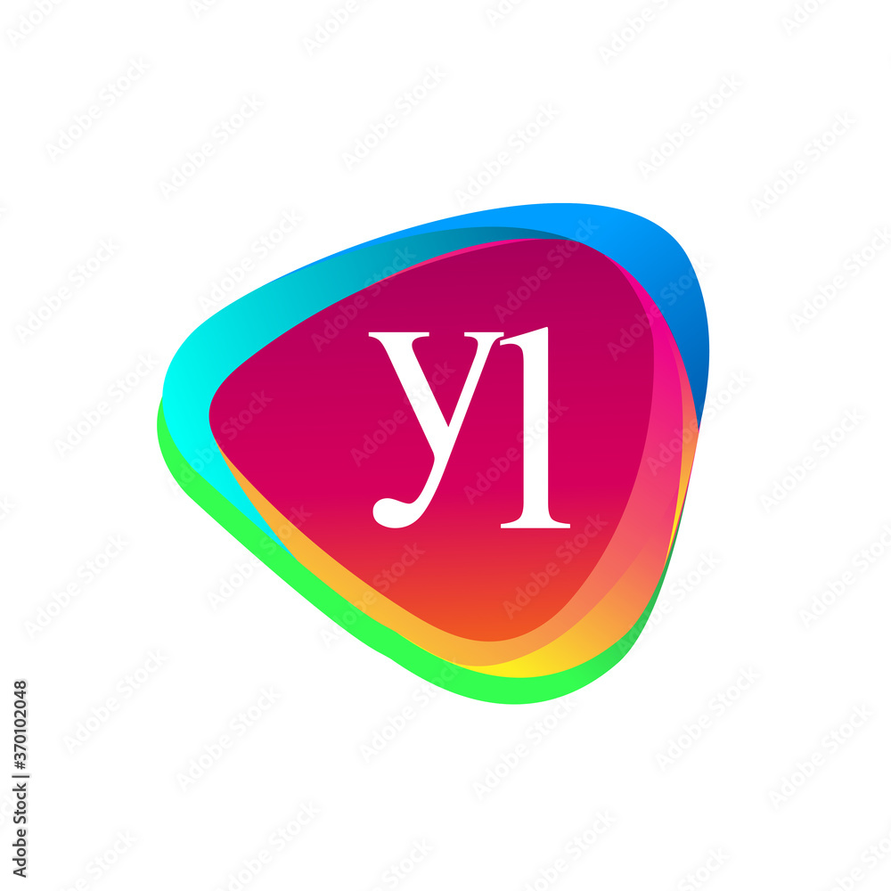 Letter YL logo in triangle shape and colorful background, letter ...