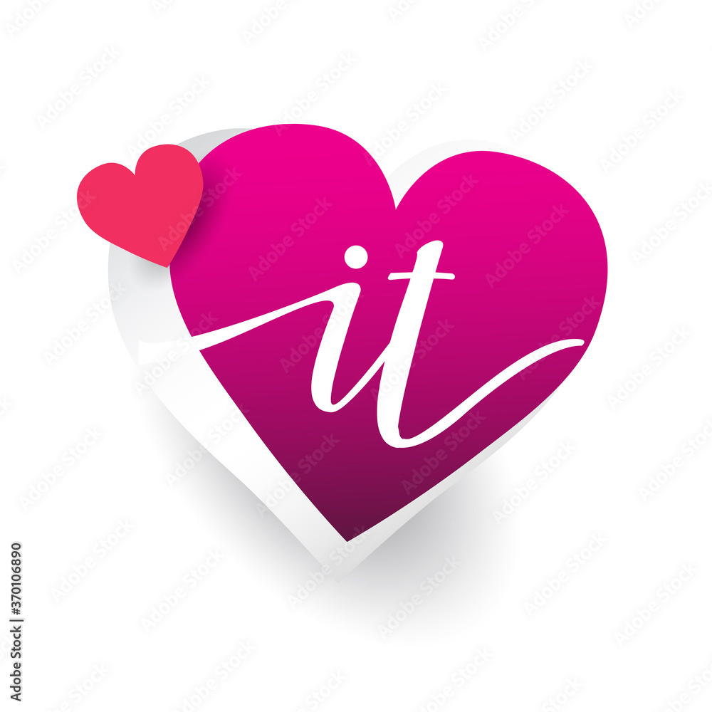 initial logo letter IT with heart shape red colored, logo design for ...