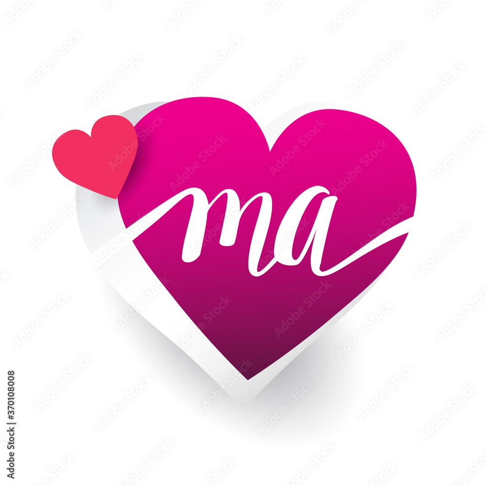 initial logo letter MA with heart shape red colored, logo design for ...