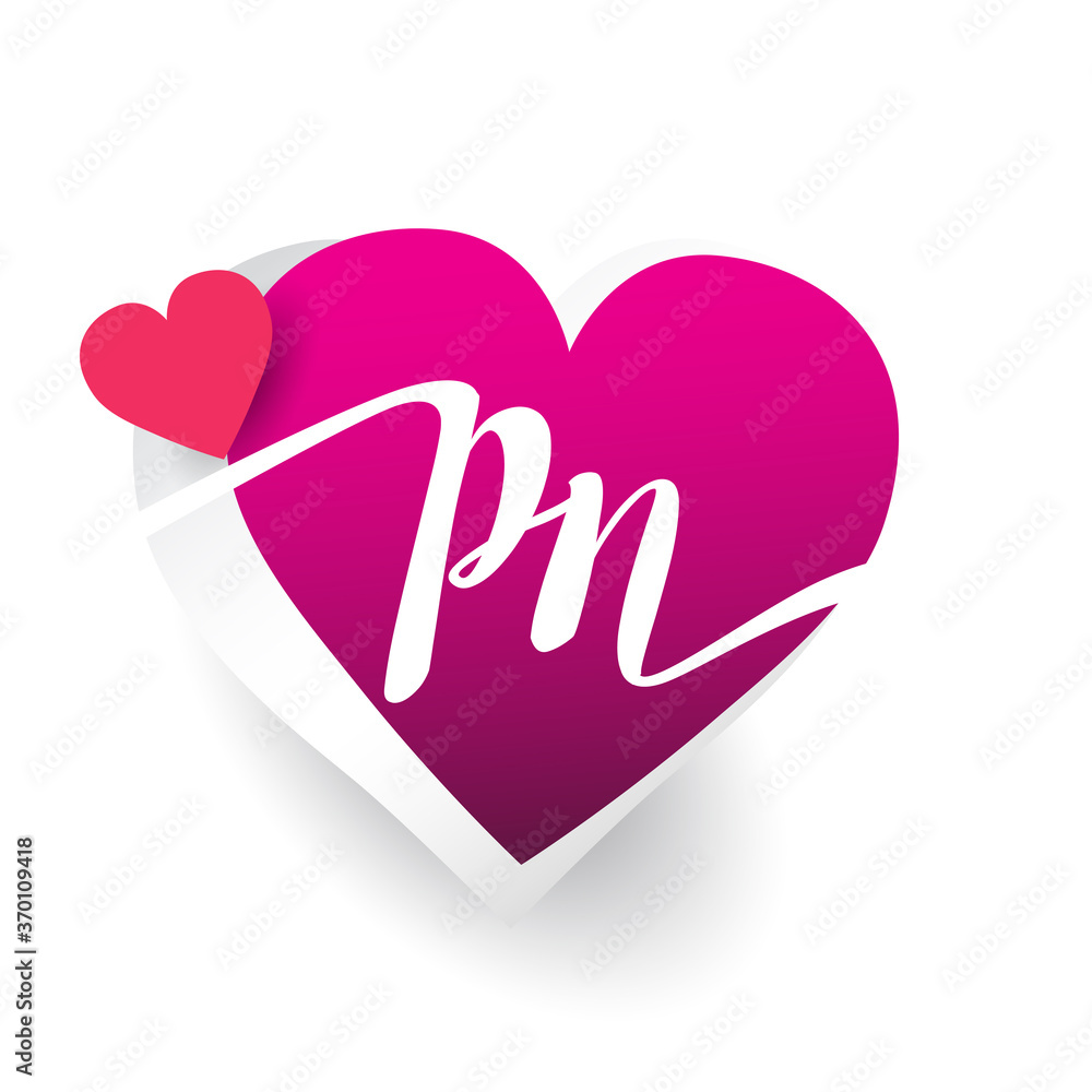 initial logo letter PN with heart shape red colored, logo design for ...