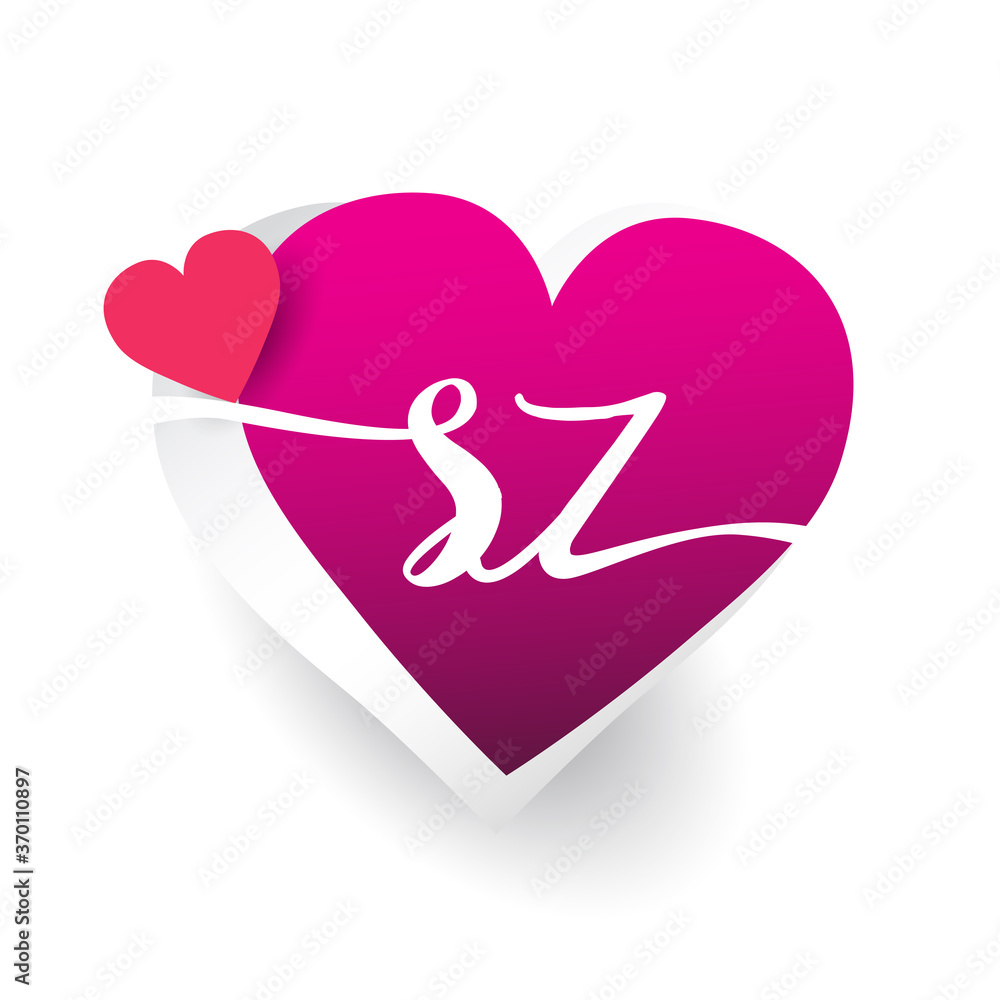 initial logo letter SZ with heart shape red colored, logo design for ...
