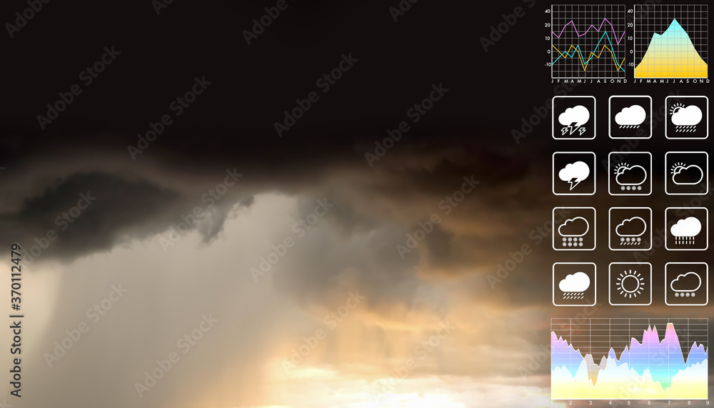 Dramatic atmosphere panorama aerial view of heavy raining and storm ...
