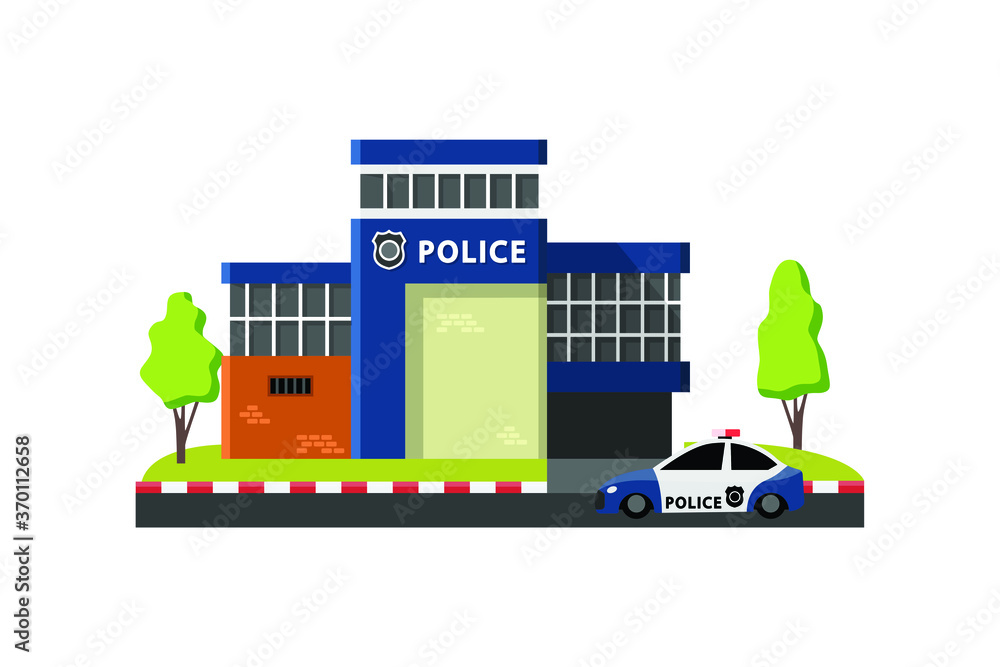 Police station in simple flat style isolated on white background ...