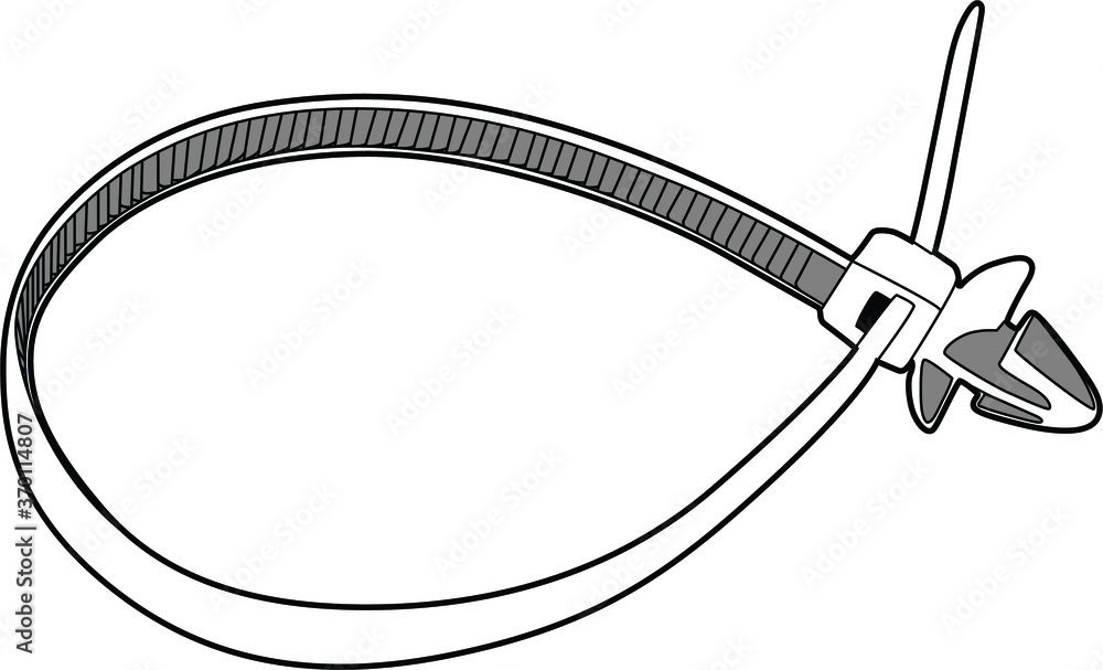 Professional Cable Tie Vector - Illustration, Line Drawing, outline ...