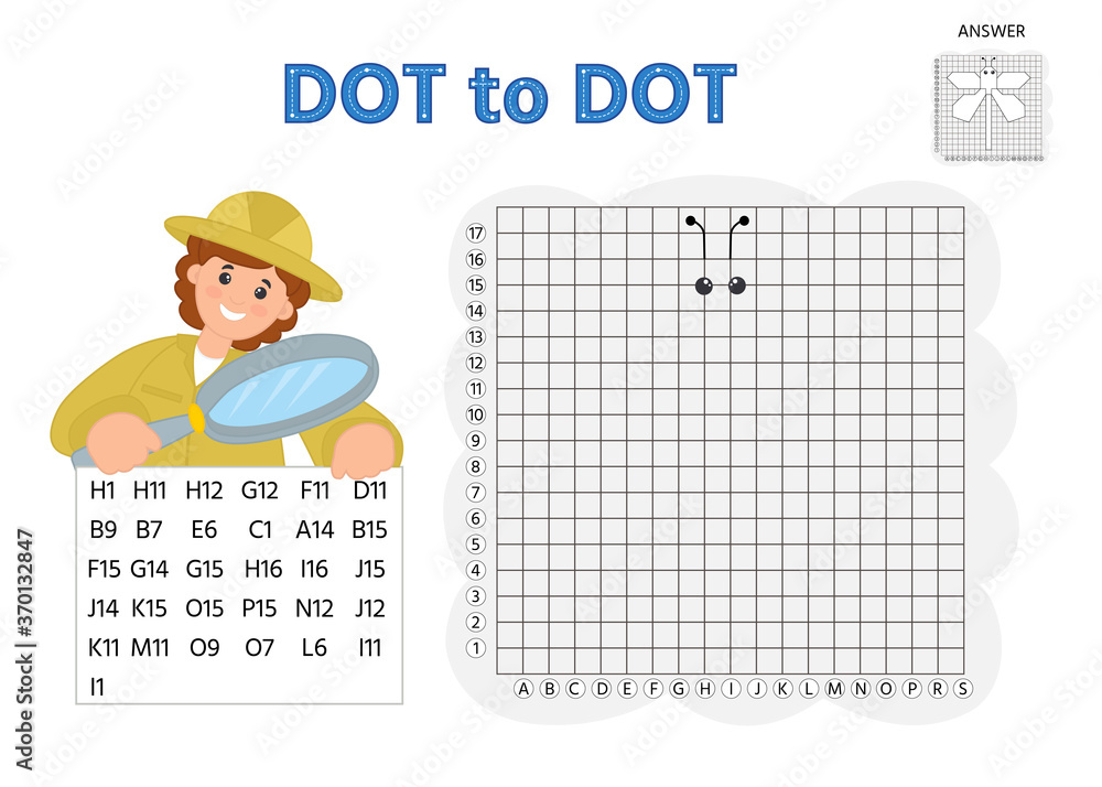 Game tasks for kids. Draw points by coordinates and connect them with ...