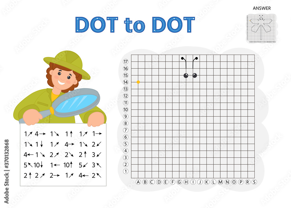 Game tasks for kids. Draw points by coordinates and connect them with ...