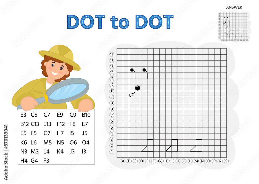 Game tasks for kids. Draw points by coordinates and connect them with ...