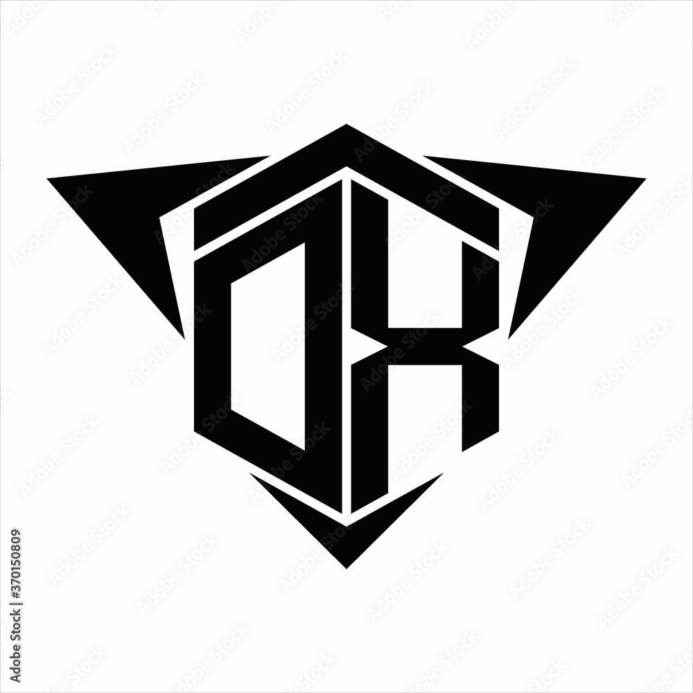 DX Logo monogram with wings arrow around design template on white ...