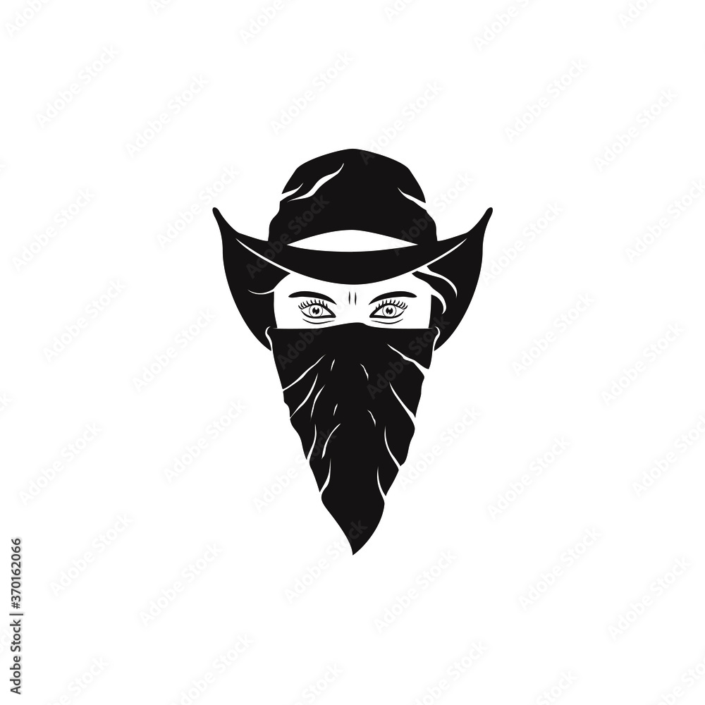 Silhouette cowgirl female bandit western cowboy logo vector ...