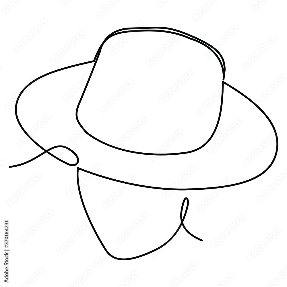 one line continuous drawing face wearing fedora hat Stock Vector ...