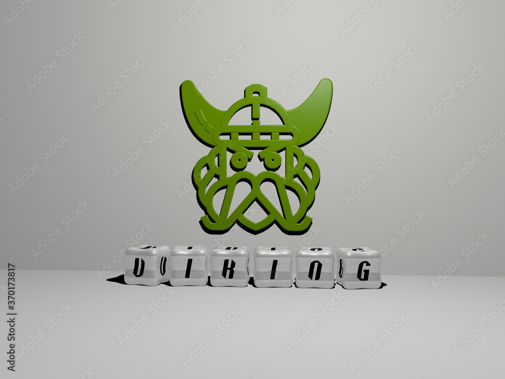 3D representation of VIKING with icon on the wall and text arranged by ...