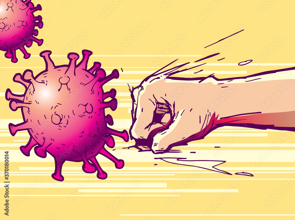 Hand punch fighting a virus, novel coronavirus, COVID-19, vector ...