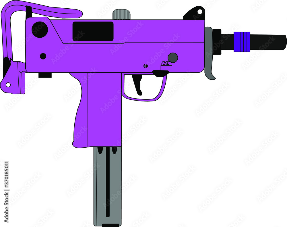 Glock pistol weapon fire flames fire background .Vector illustration ...