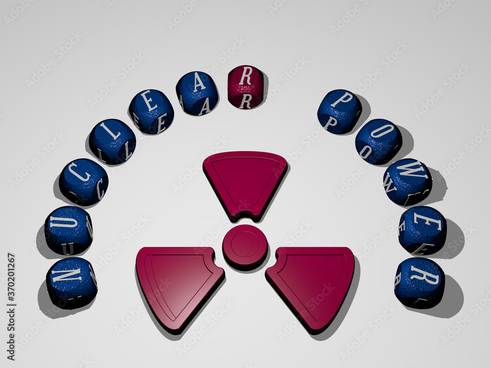 3D illustration of nuclear power graphics and text around the icon made ...