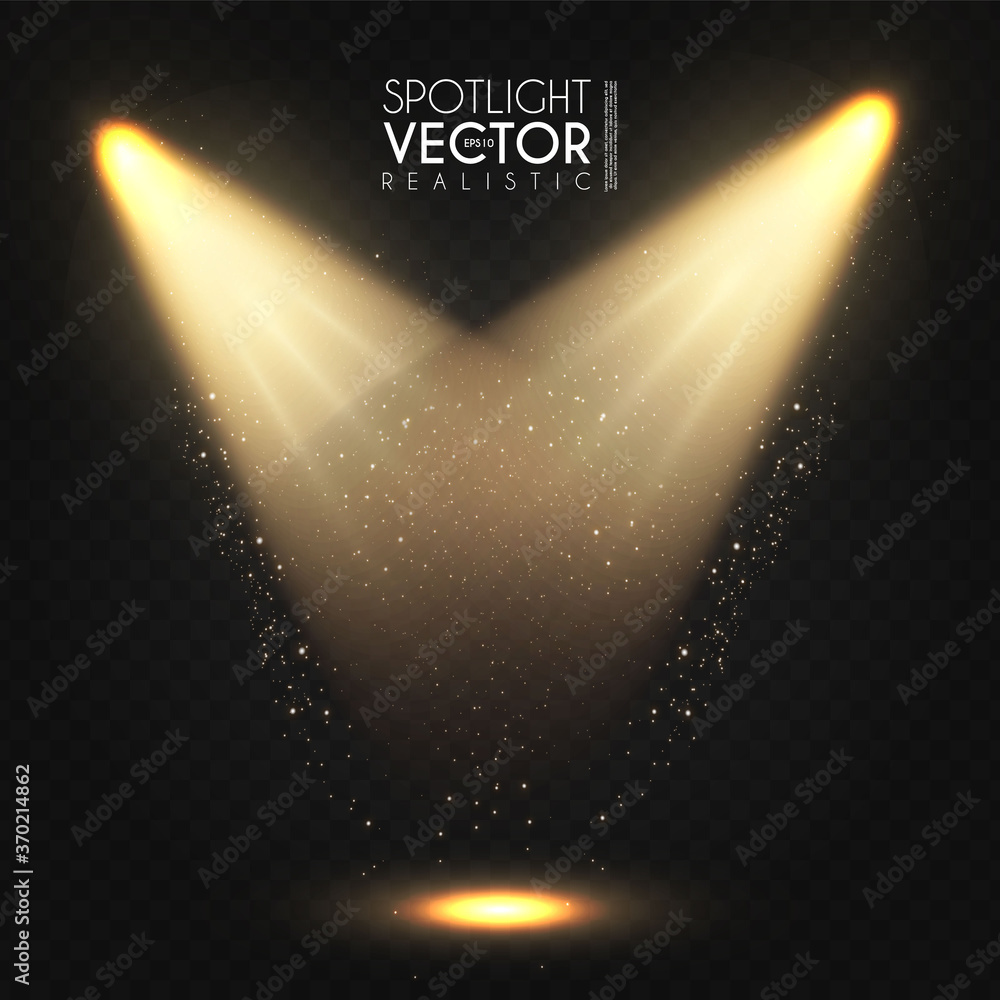 Spotlight. Transparent light effect. Show design. Light source. Empty ...