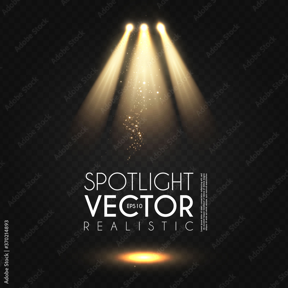 Spotlight. Transparent light effect. Show design. Light source. Empty ...