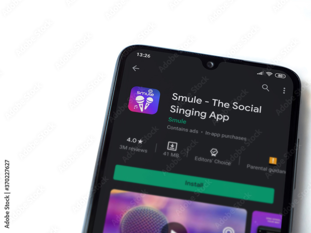Lod, Israel - July 8, 2020: Smule app play store page on the display of ... Lod, Israel - July 8, 2020: Smule app play store page on the display of ...