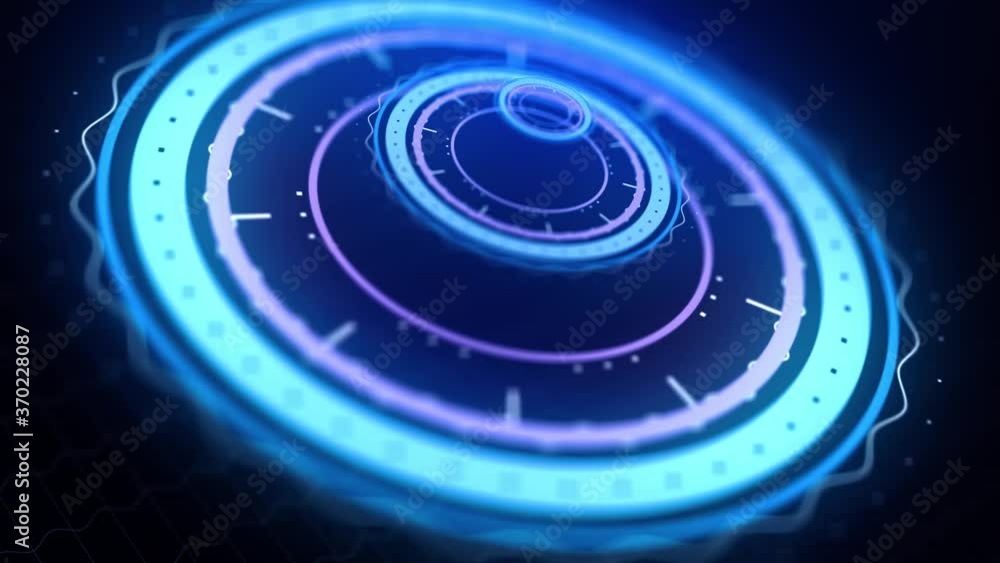 Digital HUD Animation. Radial graph visualization on dashboard panel ...