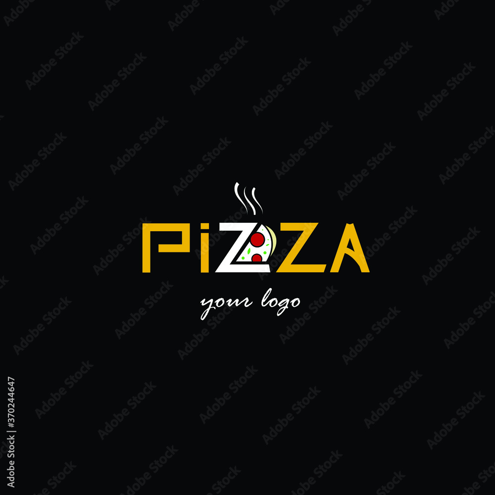 Pizzeria cafe logo, pizza icon, emblem for fast food restaurant. Simple ...