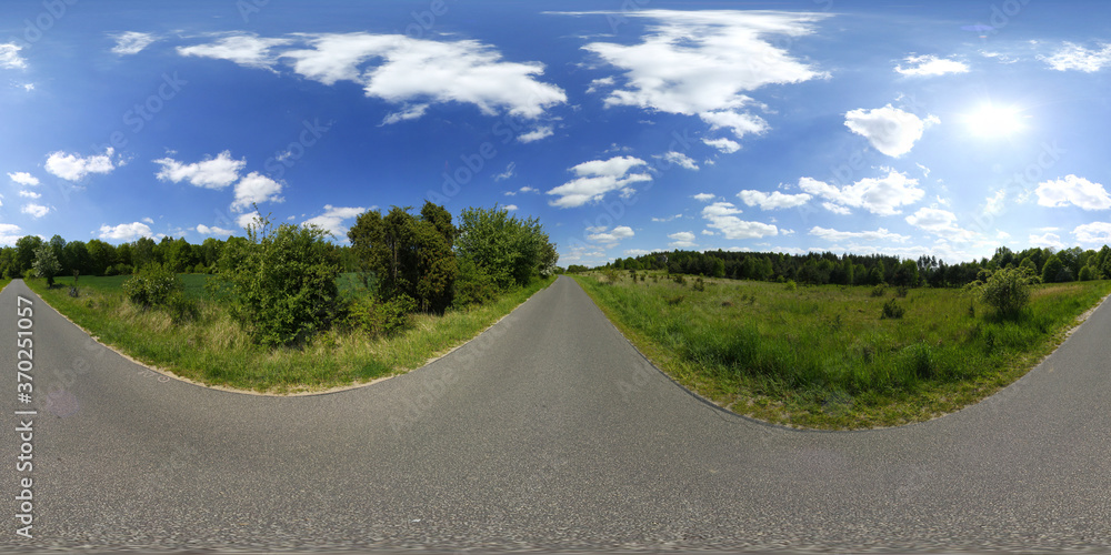 Sunny rural road HDRI Panorama Stock Photo | Adobe Stock