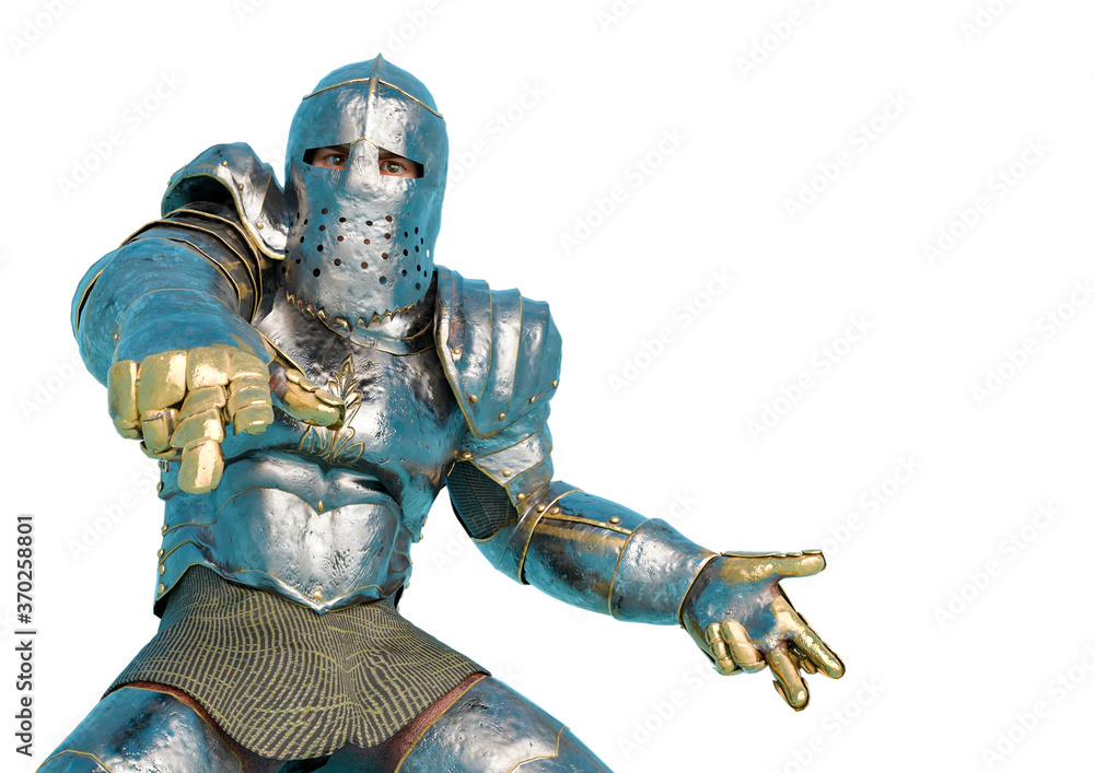 fantasy knight is doing a hip hop pose close up in white background ...