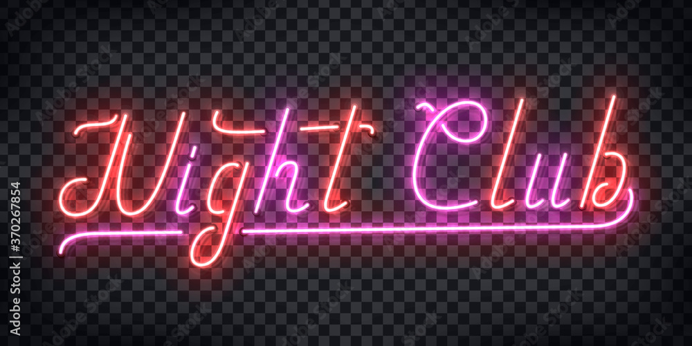 Vector realistic isolated neon sign of Night Club typography logo for ...