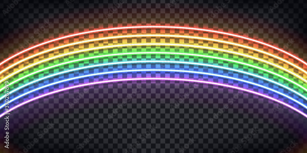 Vector realistic isolated neon sign of Rainbow for decoration and ...
