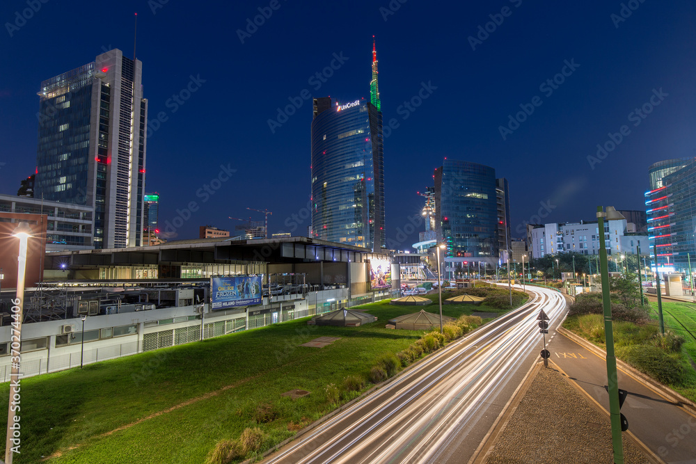 Milan, Italy - August 8, 2020: street view of Milan during the blue ...