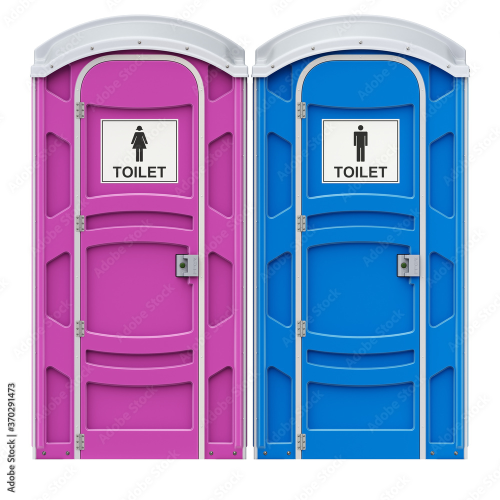 Front view of mobile portable plastic toilet for male and female ...