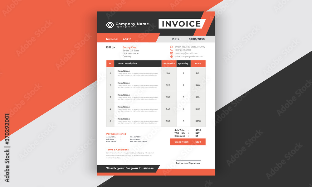 Professional modern business invoice template, creative invoice ...