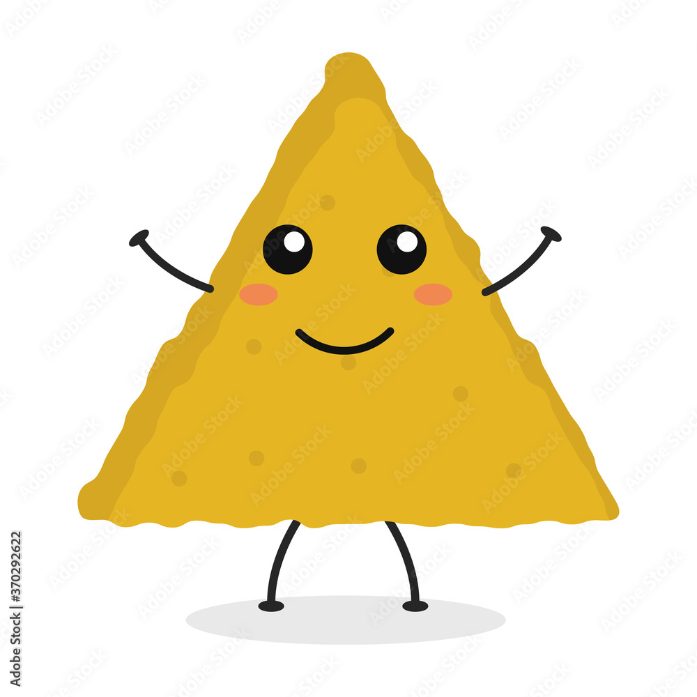 Cute flat cartoon nachos illustration. Vector illustration of cute ...