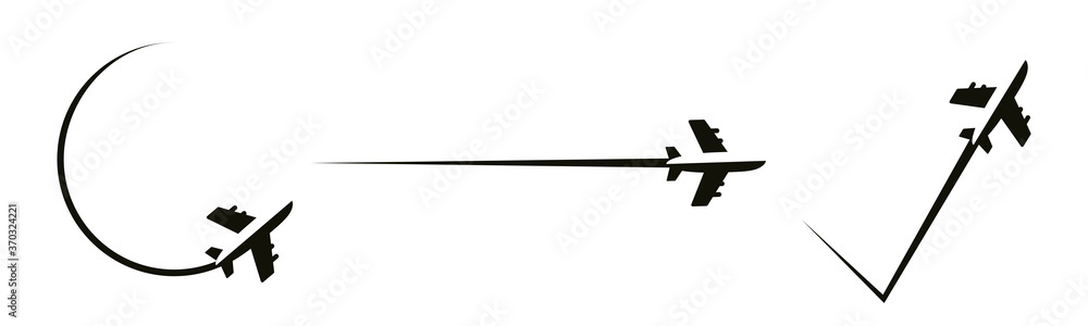Vector illustration of an airplane flying in a circle and a straight ...
