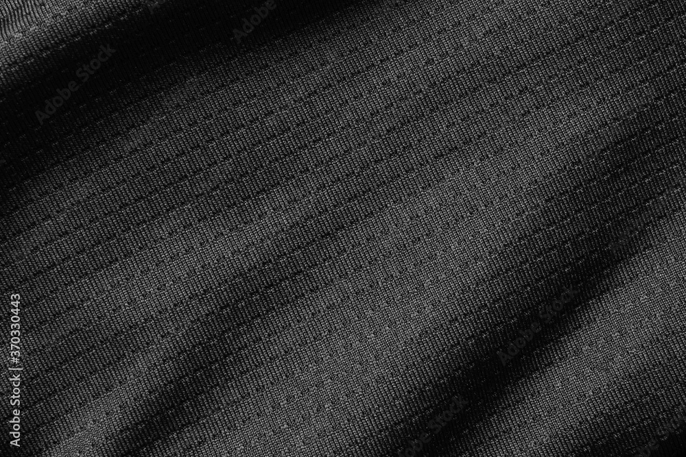 Black sport cloth fabric football shirt jersey texture close up Stock ...