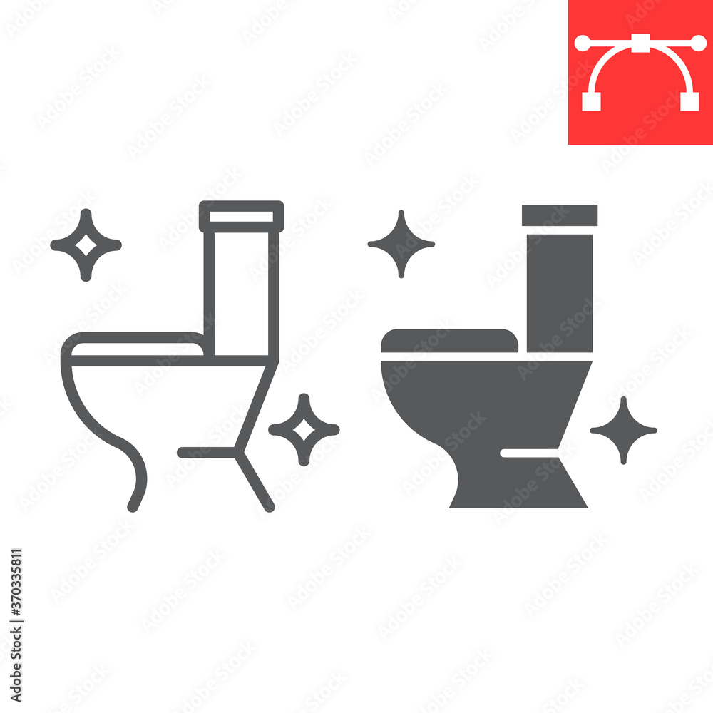 Toilet line and glyph icon, hygiene and disinfection, clean toilet sign vector graphics ...