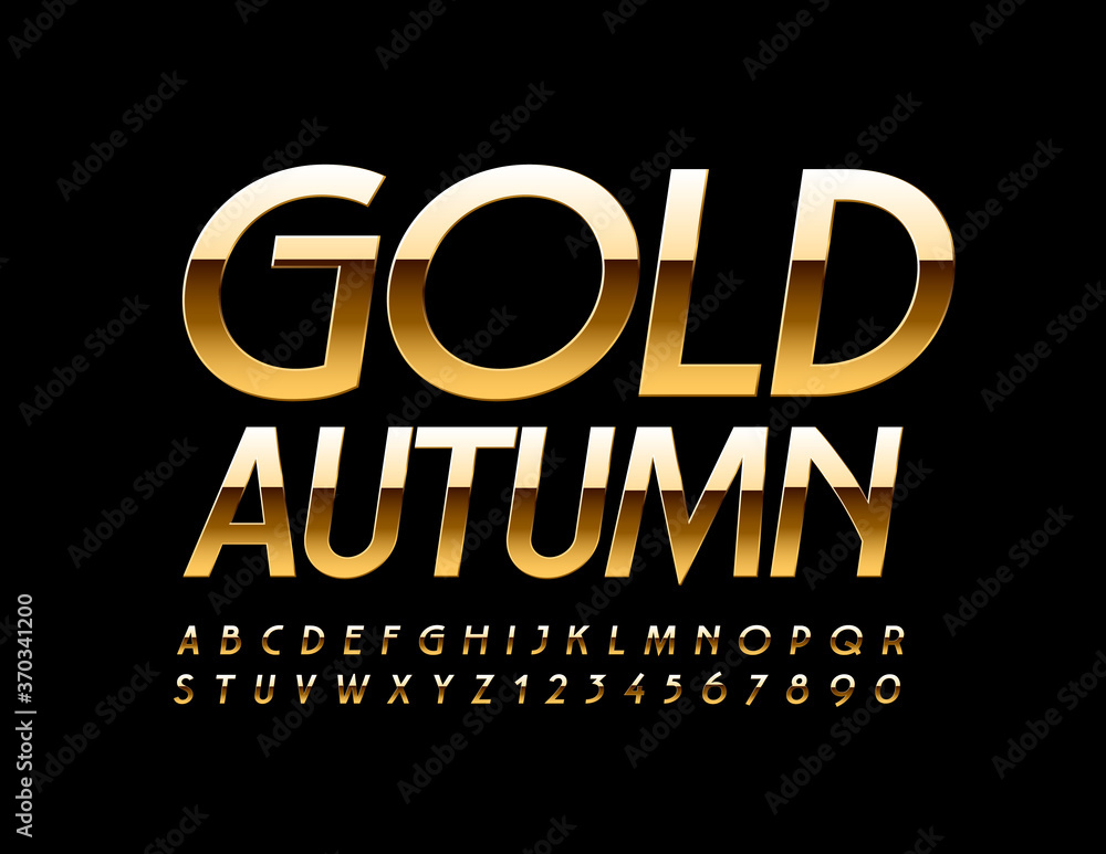 Vector premium sign Gold Autumn. Elegant chic Font, Luxury shiny ...