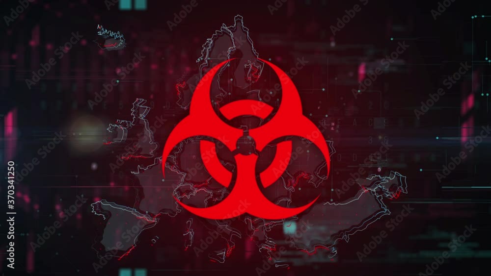 Biohazard Europe map glitch effect background. Motion graphic 2d design ...