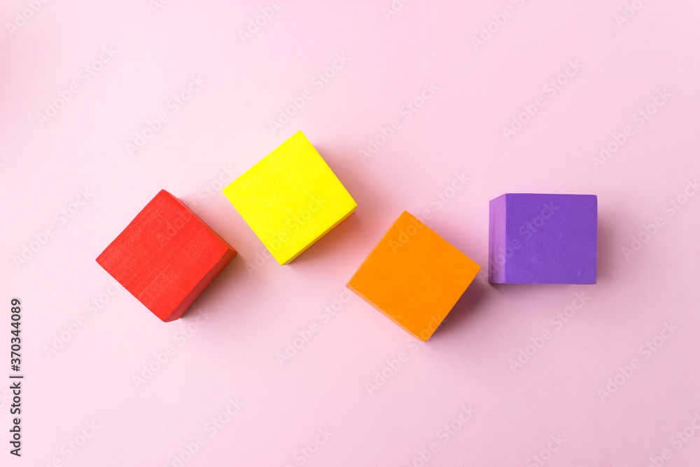 Colourful blocks smockup on pink background, Bricks mockup, copy space ...