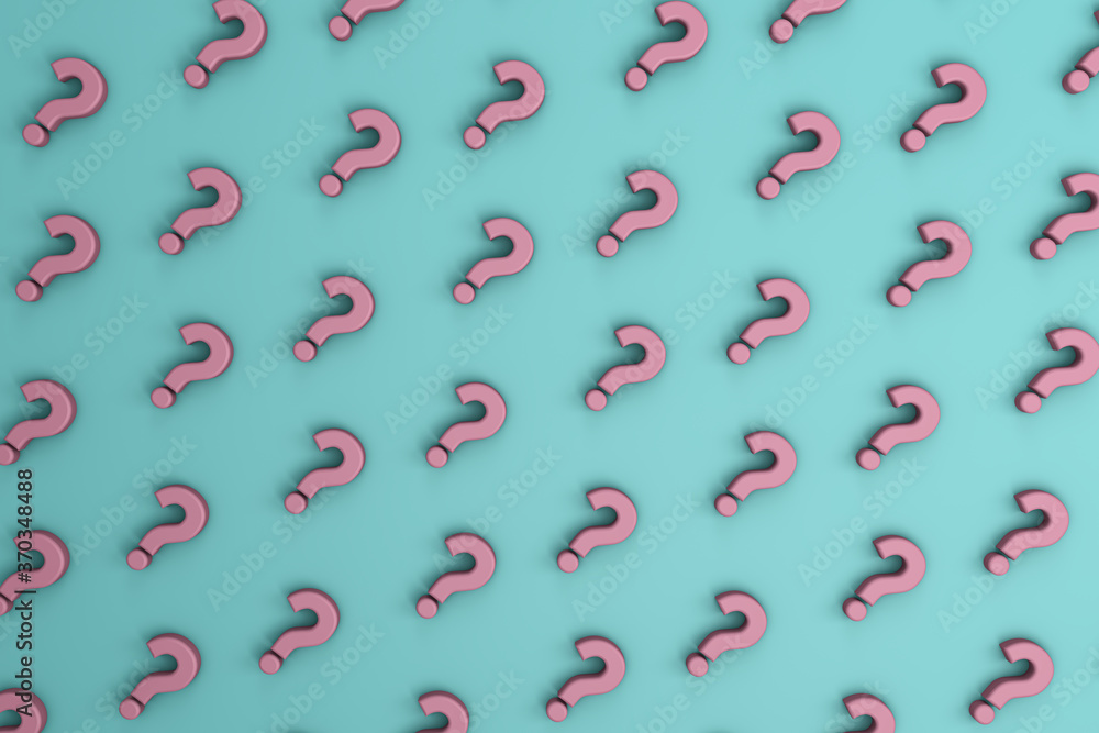 3d rendering of question mark on turquoise minimalistic background ...