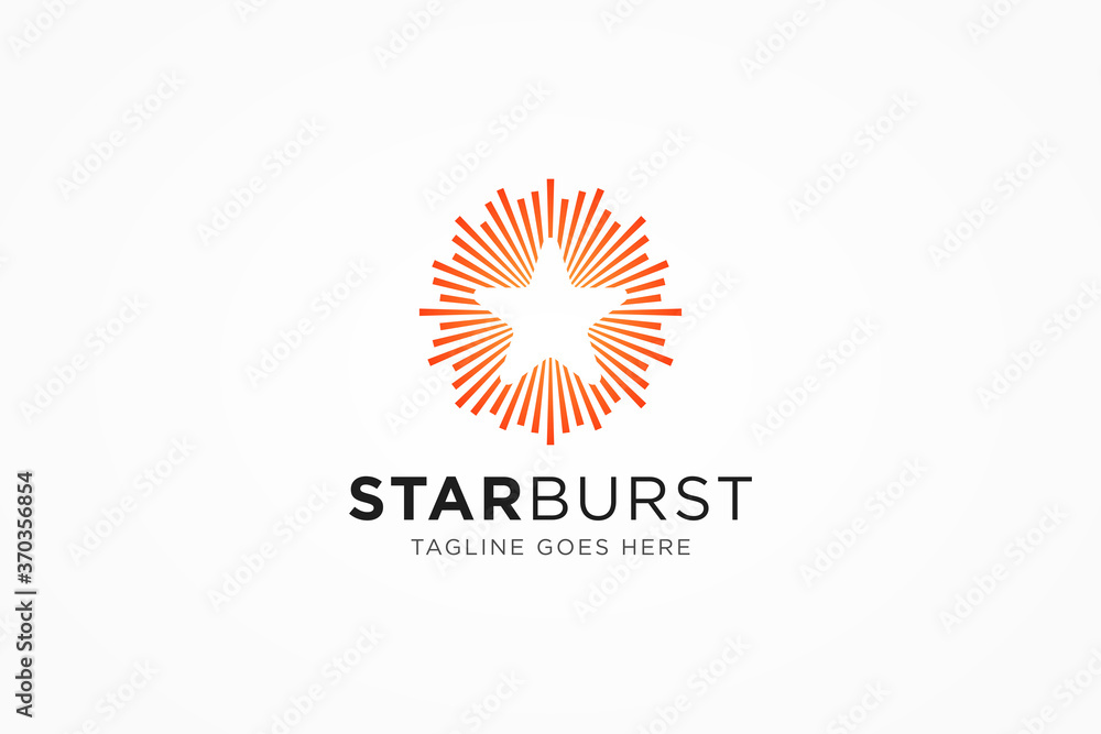 Starburst Logo. Circular Line Sunburst Rays with Negative Space Rounded ...