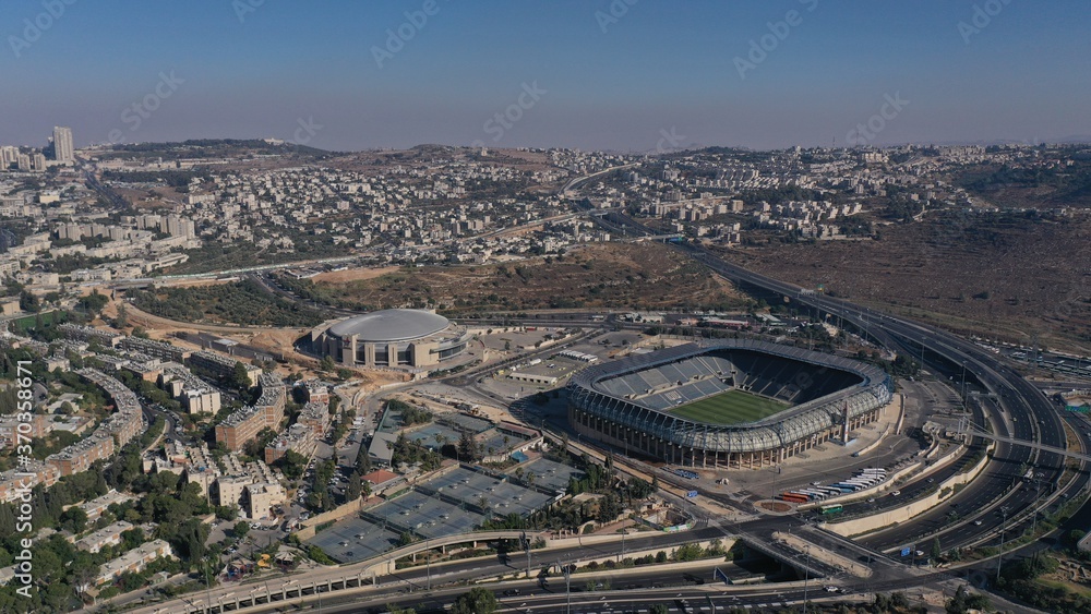 defaultTeddy and Arena Stadium in Jerusalem Aerial view Drone Close to ...
