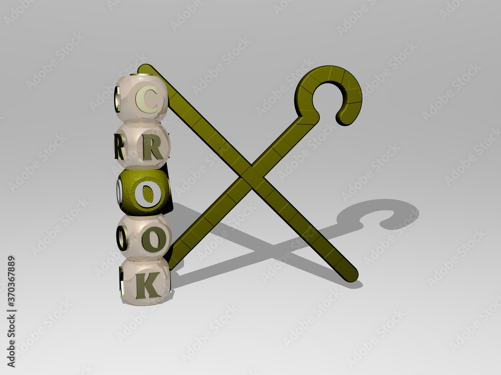 3D illustration of crook graphics and text around the icon made by ...