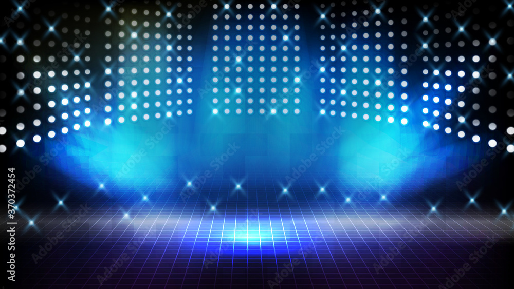 abstract futuristic background of blue empty stage Stairs covered with ...