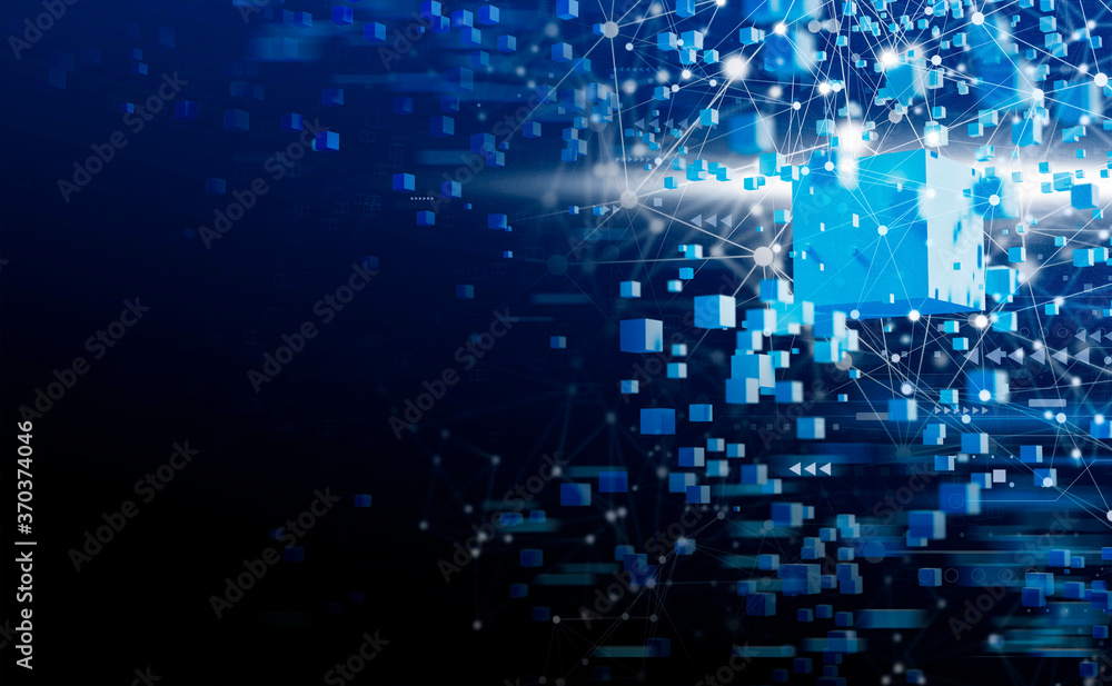 Blockchain technology with network connection background design with ...
