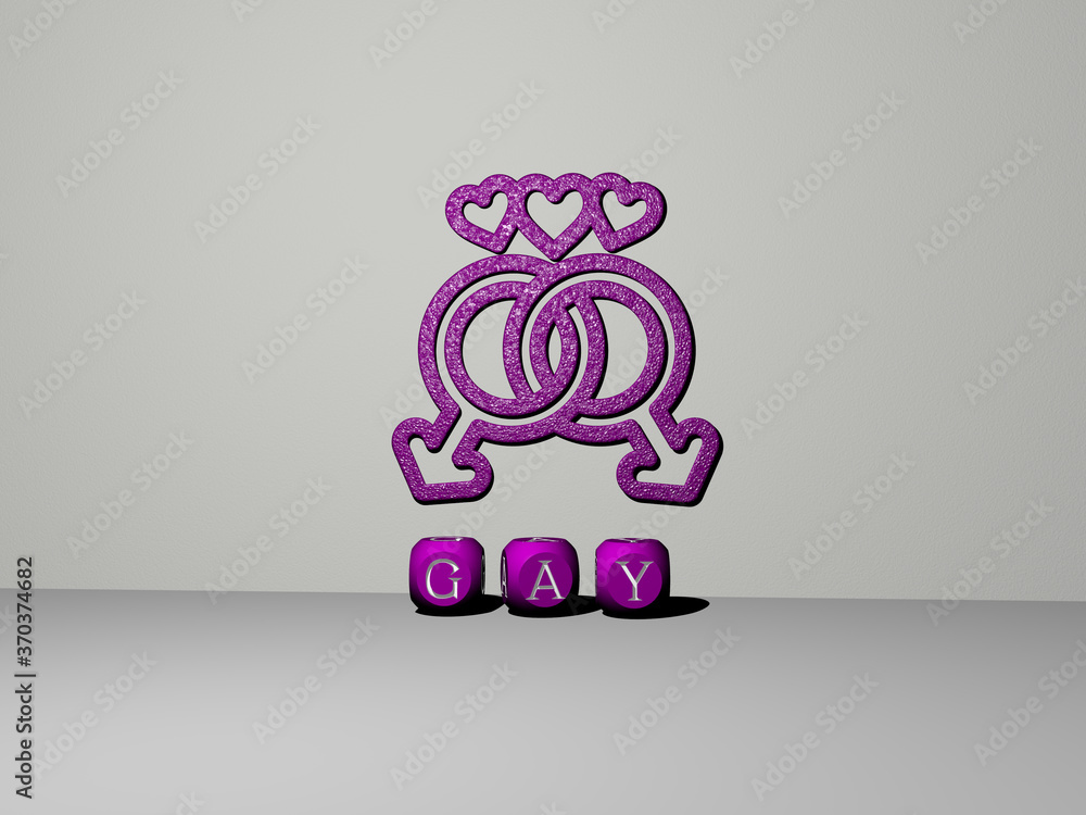 3D representation of gay with icon on the wall and text arranged by ...