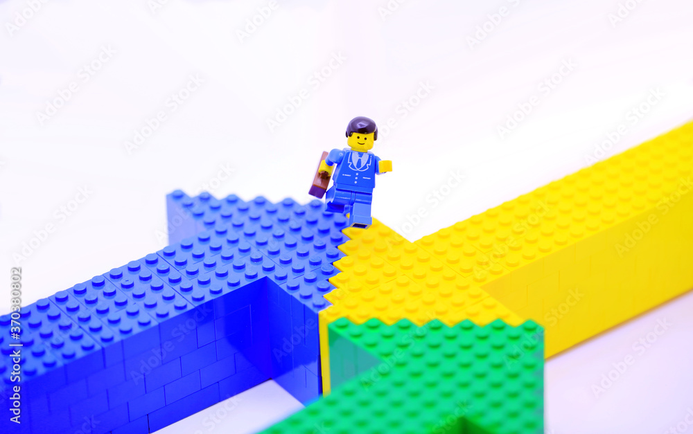 Hong Kong - August 13 2019: the Lego mini characters is walking on the ...