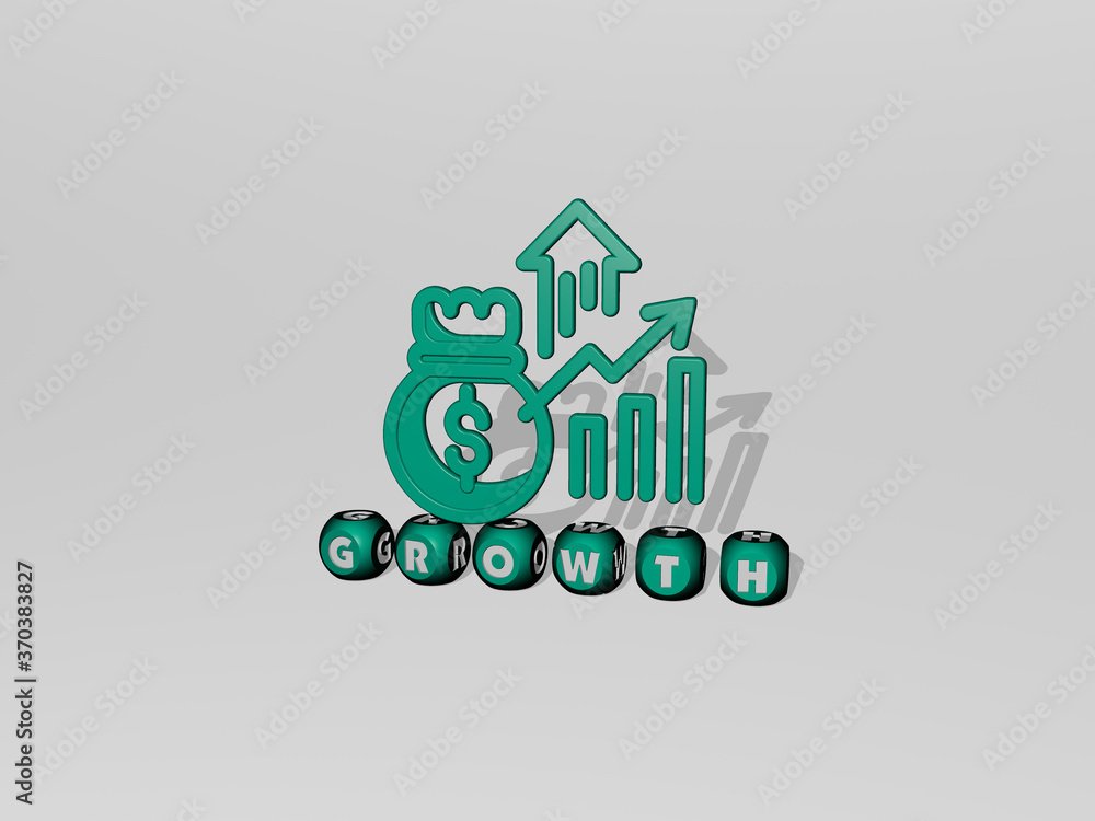 3D graphical image of GROWTH vertically along with text built by ...