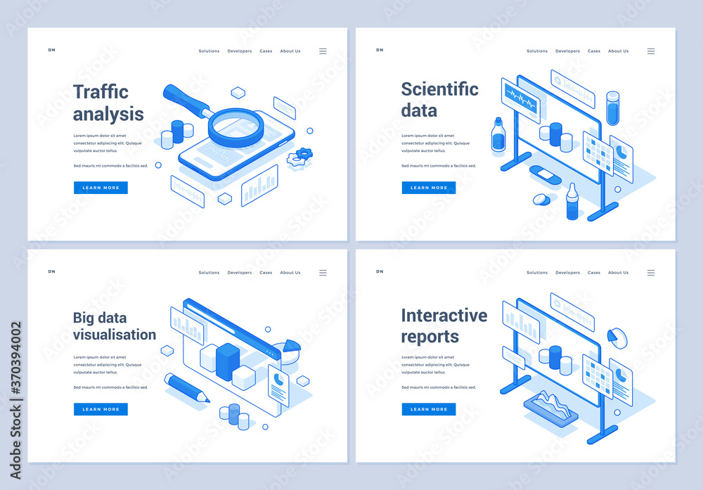 Set of banners for various data services Stock Vector | Adobe Stock